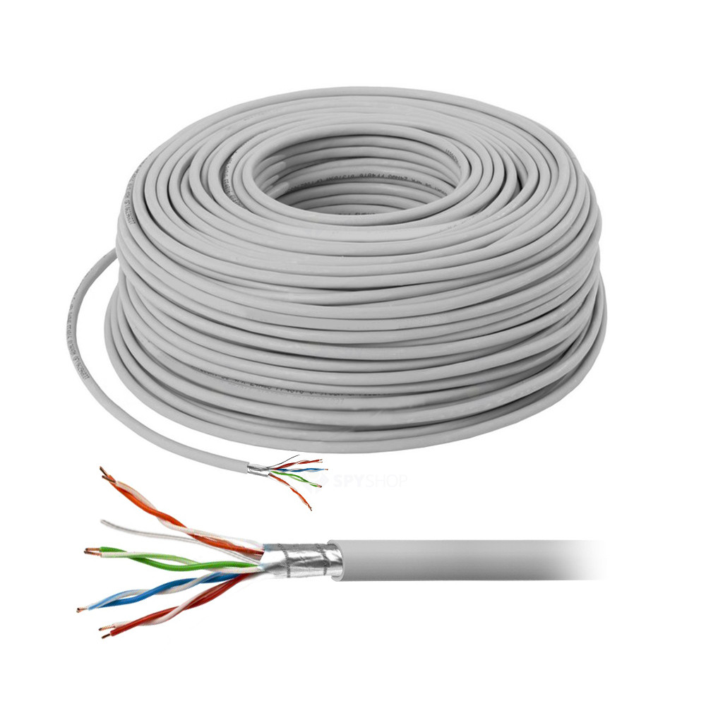 Cablu STP CAT5E Genway STP.01.50, cupru masiv, rola 50 m - spy-shop.ro