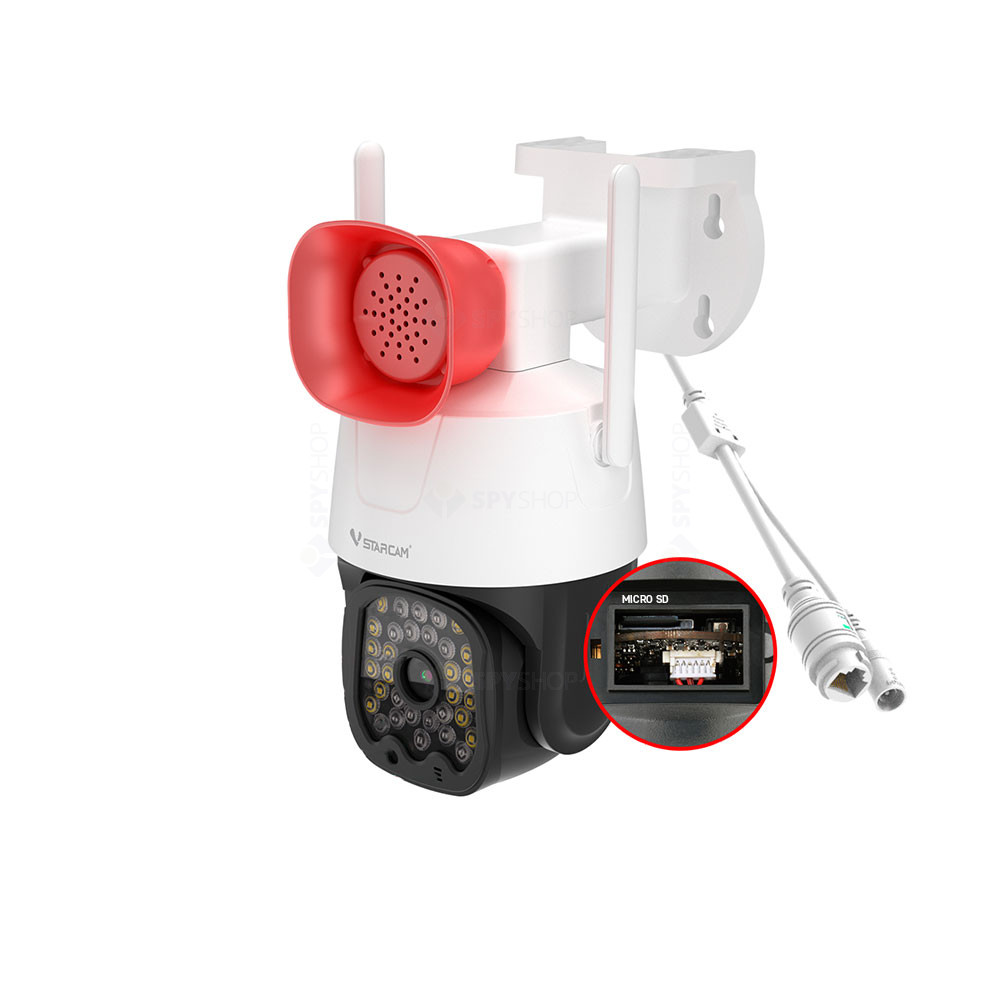 Camera supraveghere wireless IP WiFi Speed Dome PT Vstarcam CS666, 3 MP, IR 30 m, 3.6 mm, slot ...