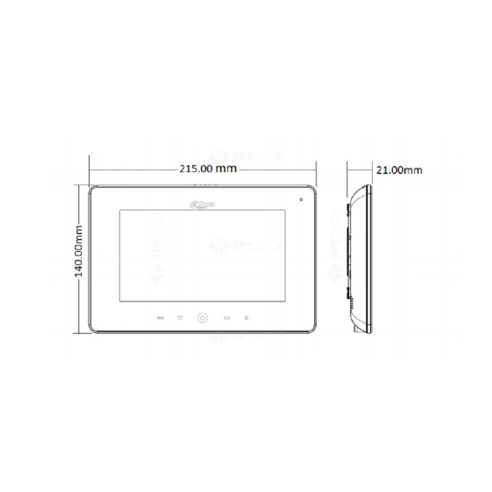 Kit videointerfon WiFi Dahua KTW01, 2 MP, 1 familie, aparent, 7 inch, IC card, IR, night vision ...
