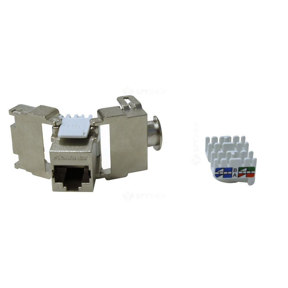 Modul RJ45 ecranat SCHRACK TOOLLESS LINE HSEMRJ6GWS, aliaj zinc, clasa ...