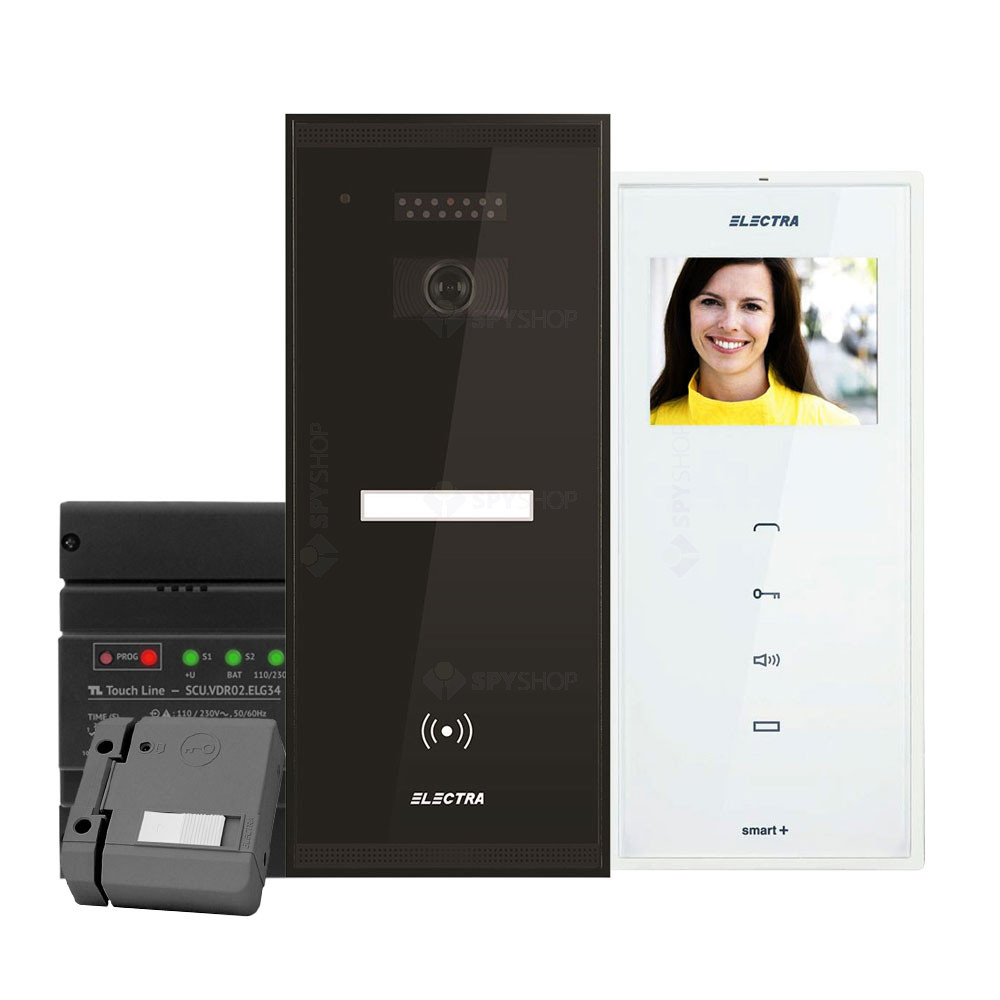 Set videointerfon Electra Smart VID-ELEC-17, RFID, 1 familie, aparent ...
